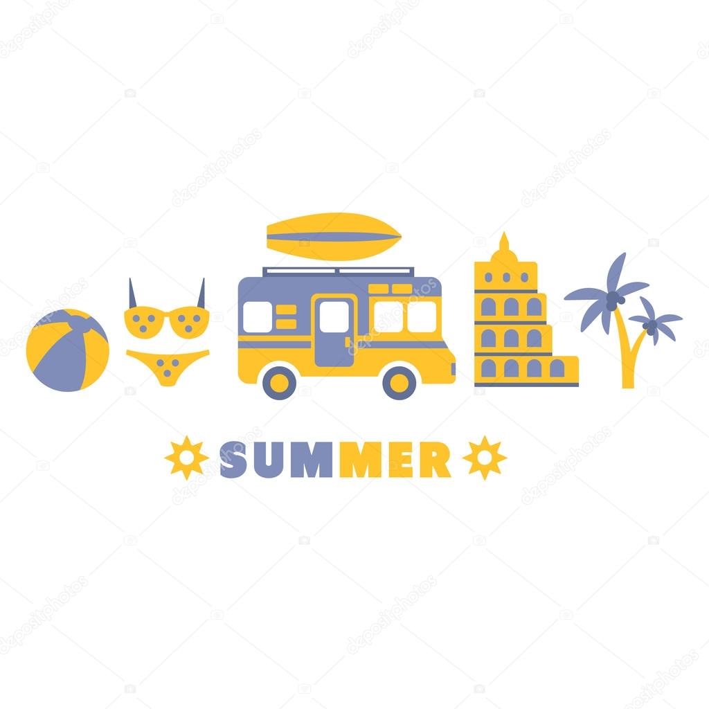 Summer Traveling Symbols Set By Five In Line Stock Vector by ...