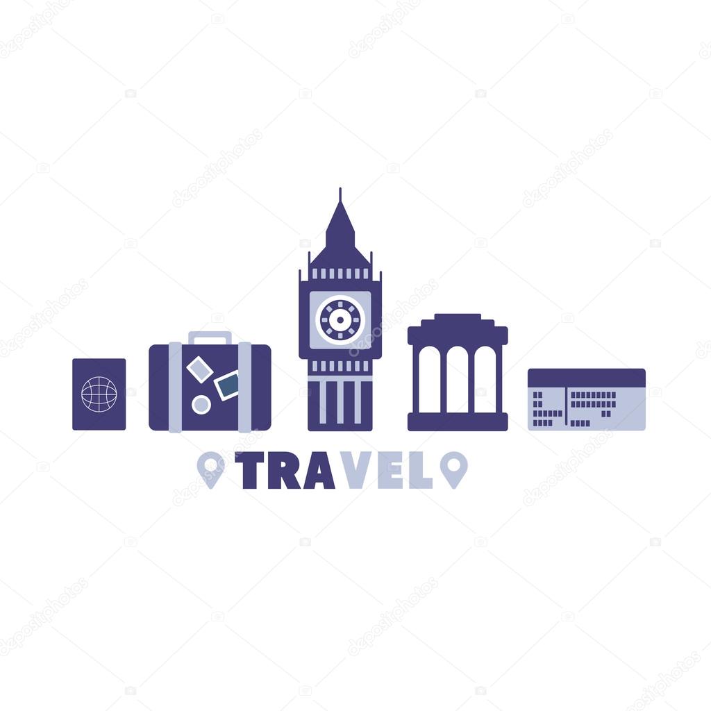 Flying To London Travel Symbols Set By Five In Line Stock Vector by ...