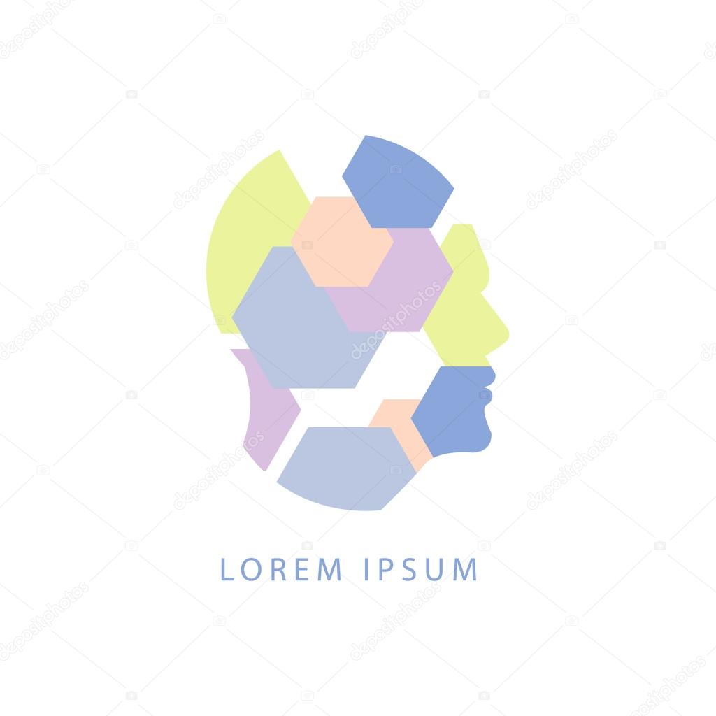 Geometric Shapes Inside Human Head Abstract Design Pastel Icon Stock ...