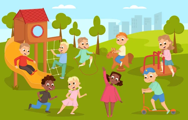 Kids play in park vector illustration Stock Vector Image by ...