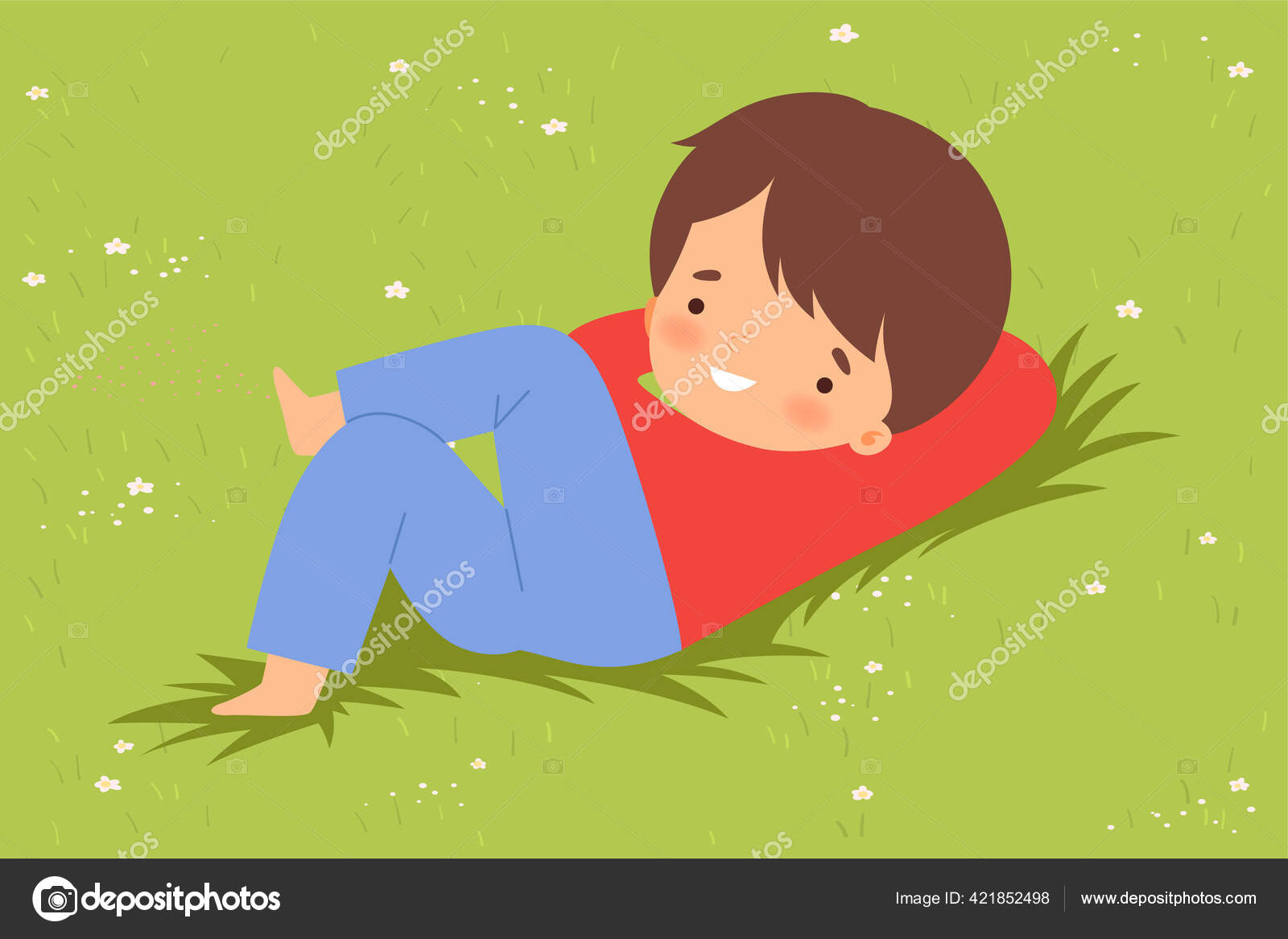 Cartoon Boy Looking Down