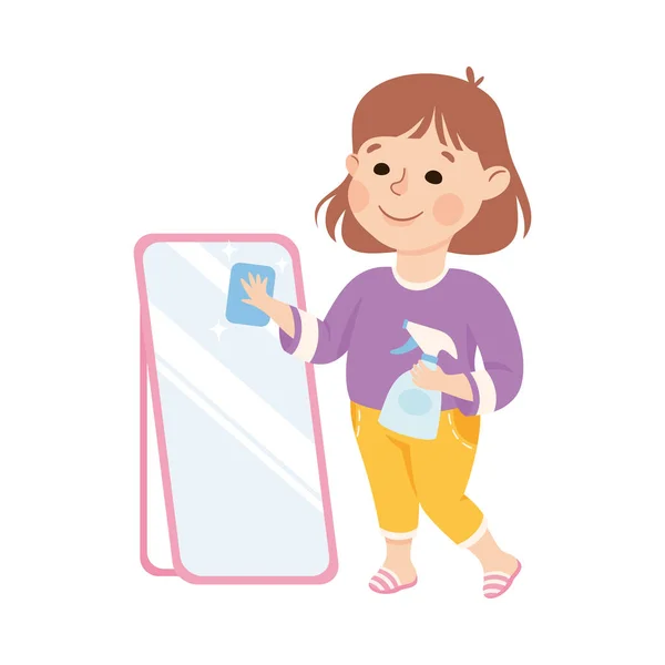 Cute Kid Cleaning Mirror Stock Vector Image by ©colorfuelstudio #443005198