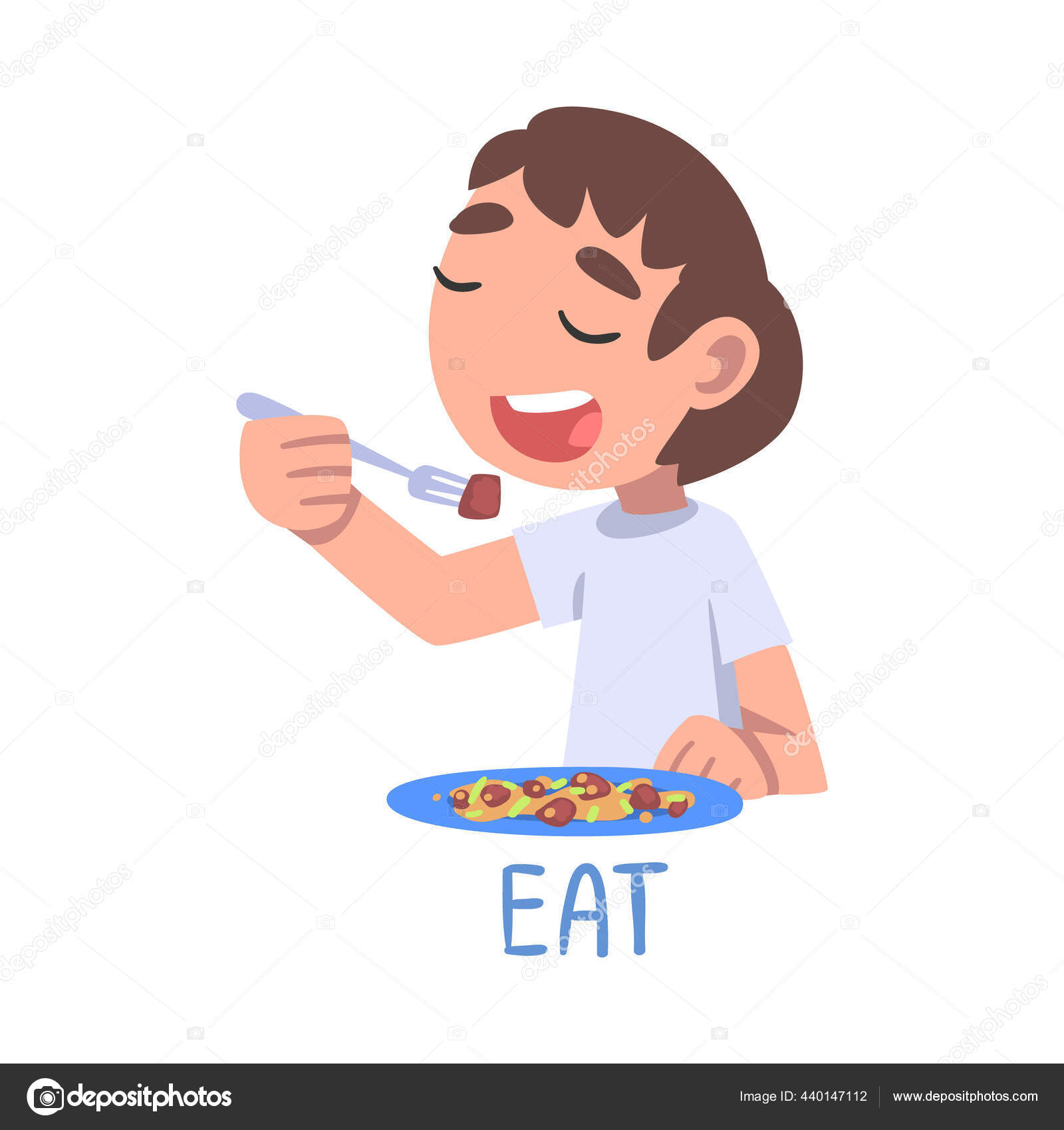 Image vectorielle Eat Word, le verbe Exprimer l'action, Concept d ...