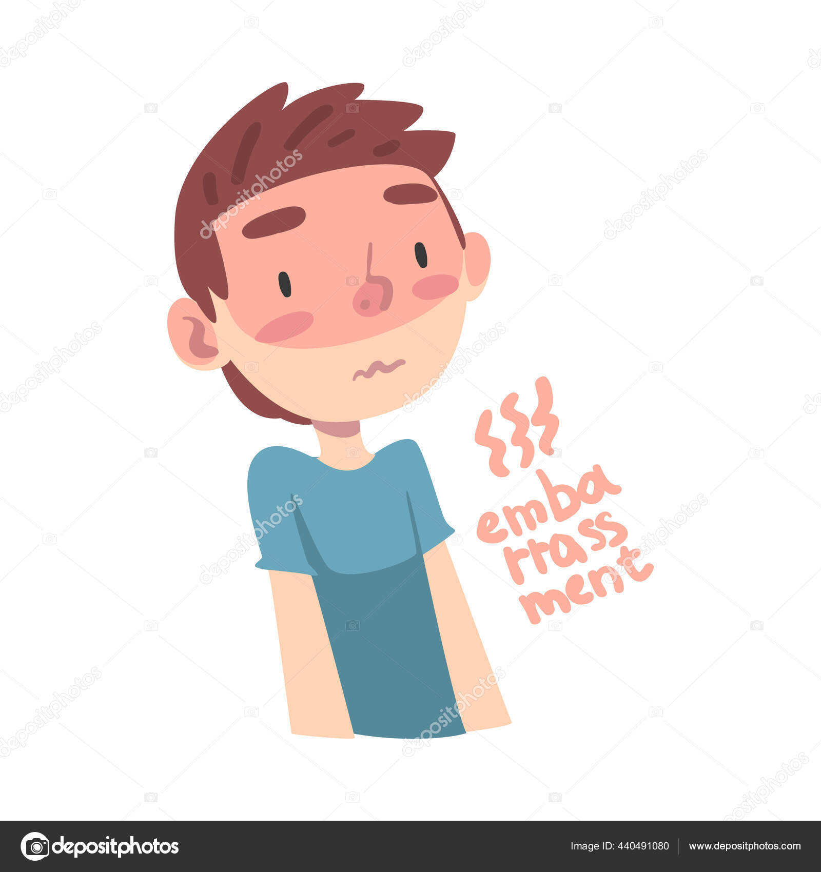 Image vectorielle Garçon mignon sentiment d'embarras, sentiments d ...
