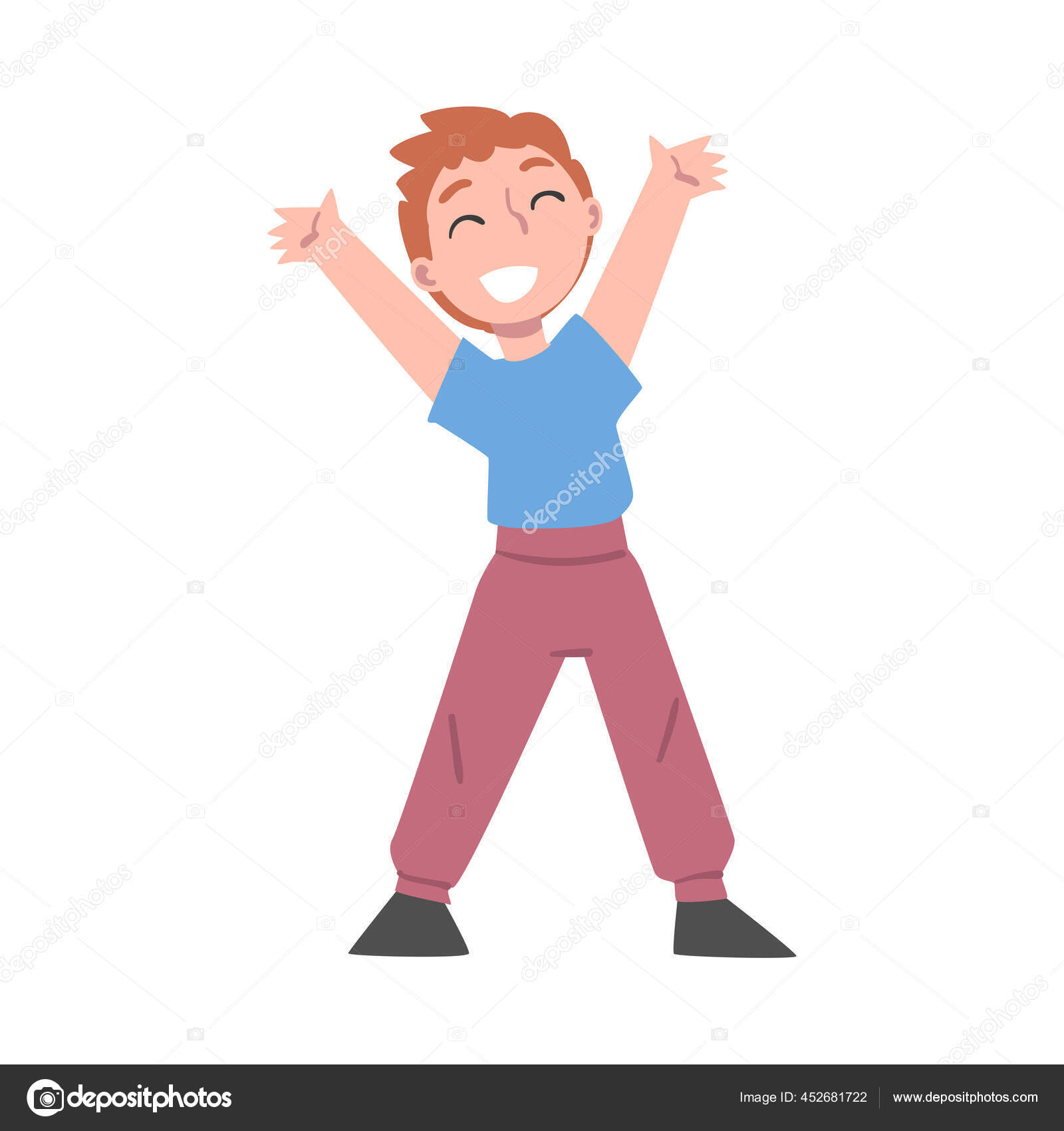 Image vectorielle Garçon Liitle mignon célébrant la victoire, exprimant ...