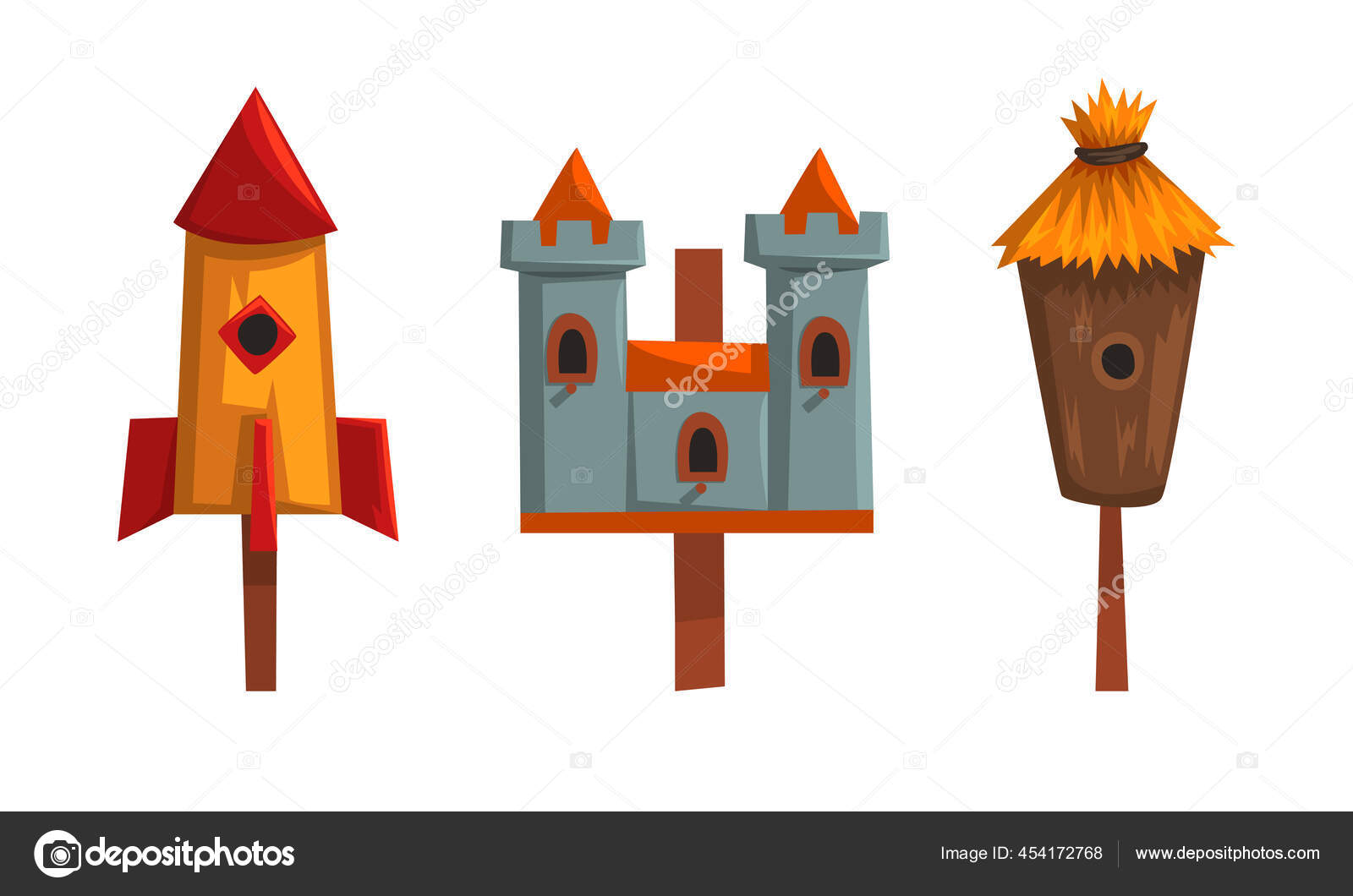 Wooden Birdhouses Collection, Nesting Boxes for Birds of Various Shapes ...