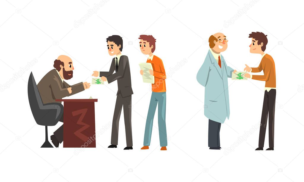 Personas que ofrecen sobornos conjunto, la prevenci n de la corrupci n Concepto Dibujos animados ...