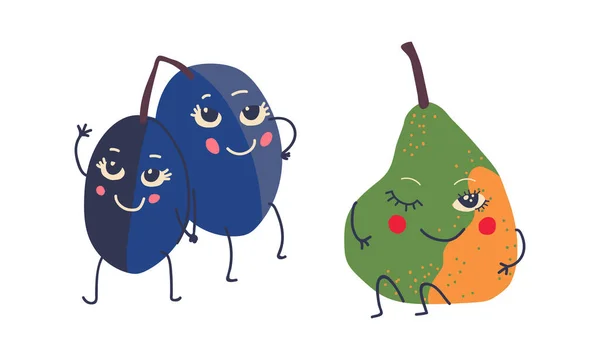 Image vectorielle Fruit humanisé mignon avec ensemble de vecteur de ...