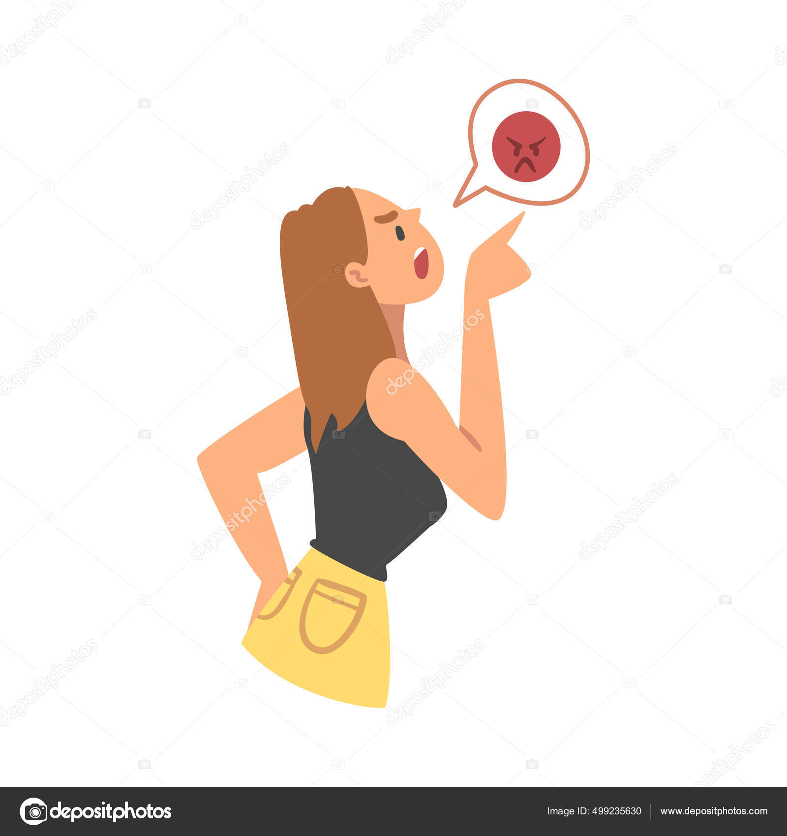 Image vectorielle Jeune femme en colère personnage exprimant son ...