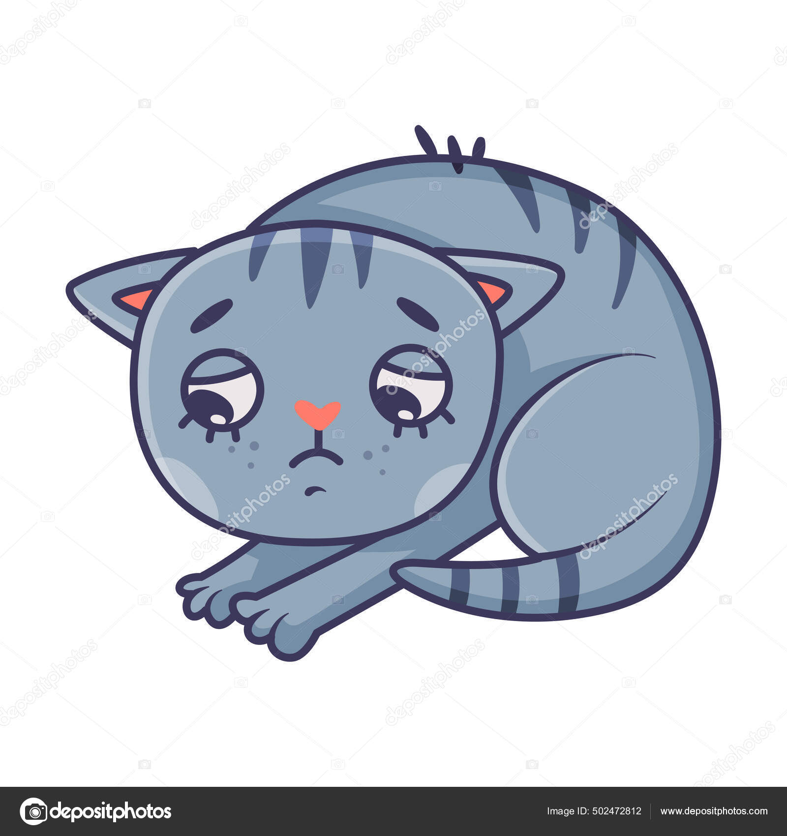 Image vectorielle Chat bleu drôle avec queue rayée ayant regard ...