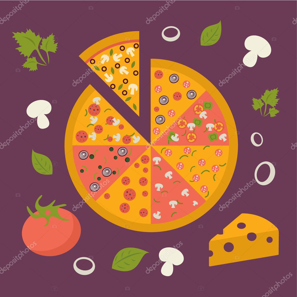 Pizza icon. Minimal design. Tasty pizza slices, with classic ...