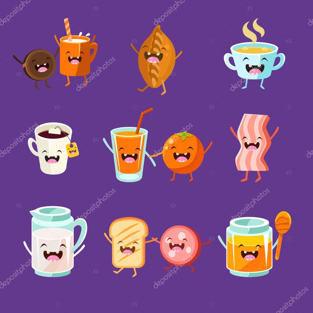 Fun Breakfast. Food with cute faces Stock Vector Image by ©TopVectors ...
