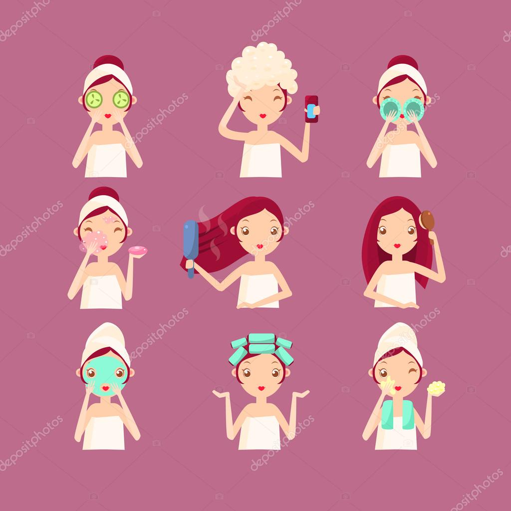 Women in Beaty Saloon. Flat Vector Illustration Stock Vector Image by ...