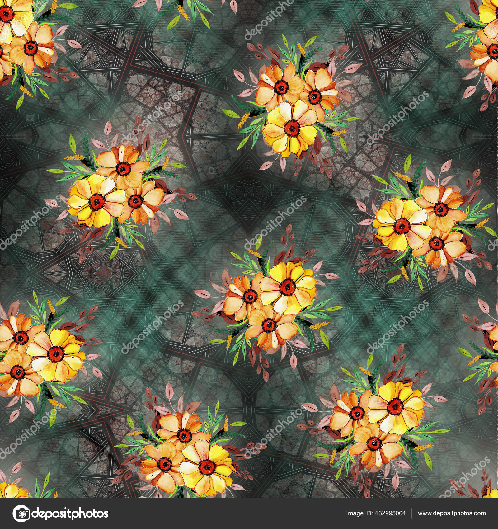 Digital Textile Saree Design Colourfull Digital Saree Flowers Seamless ...