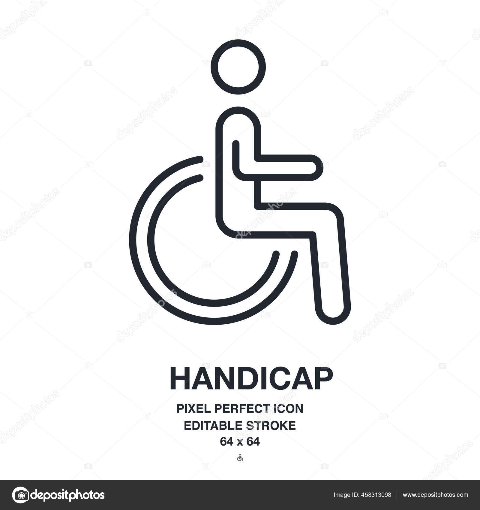 Handicap Person Editable Stroke Outline Icon Isolated White Background ...