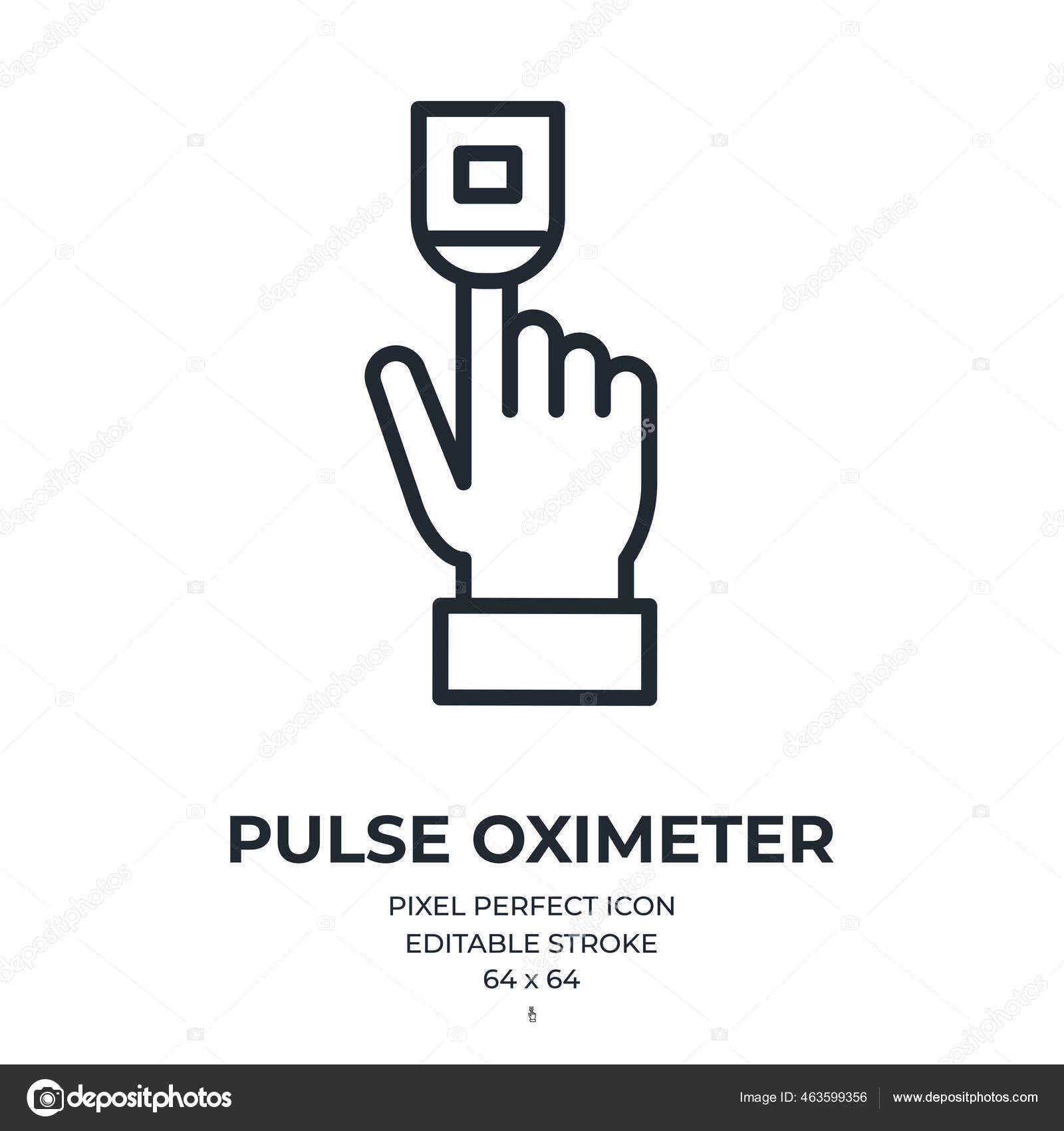 Oximeter Editable Stroke Outline Icon Isolated White Background Vector ...
