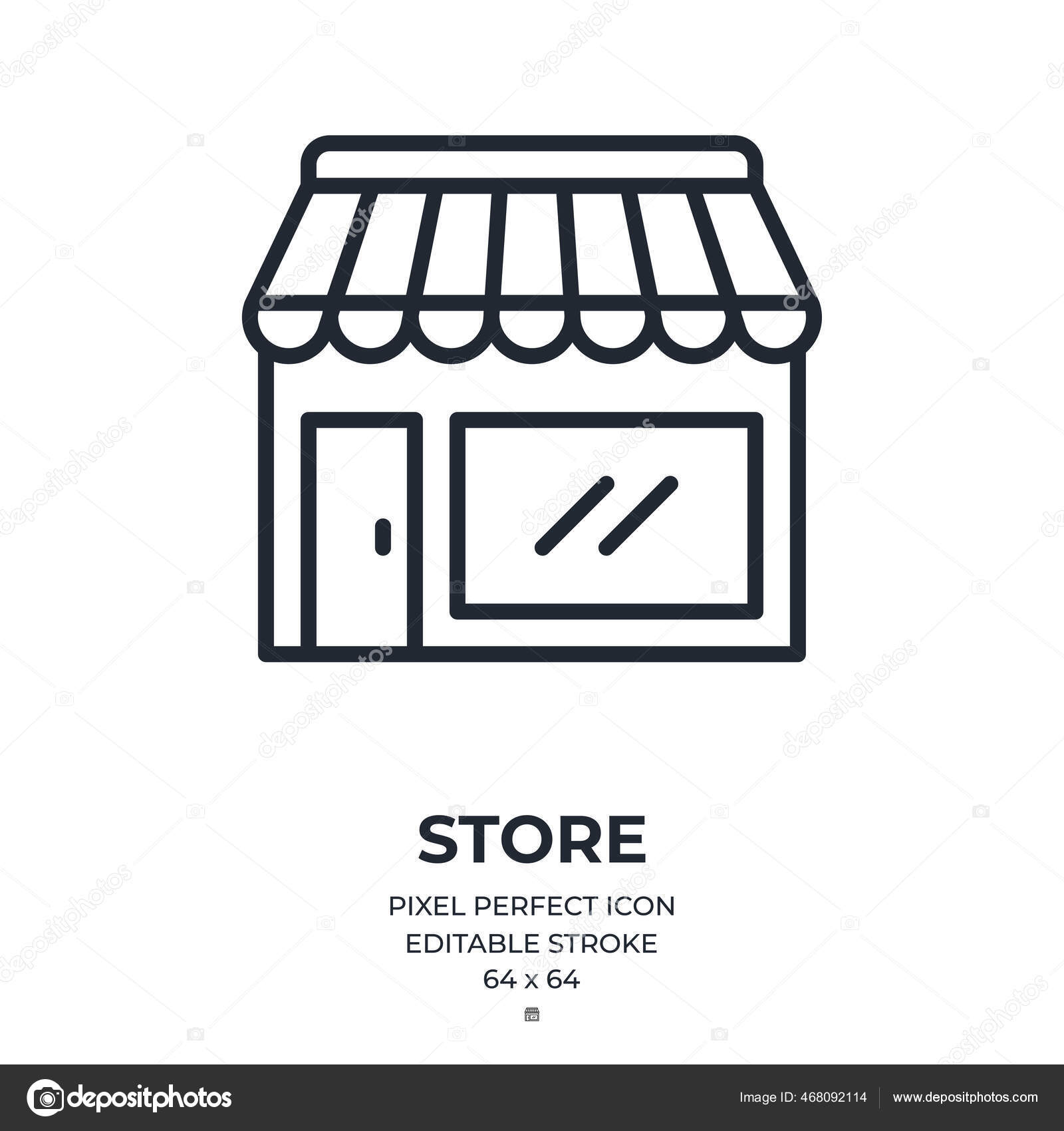 Store Editable Stroke Outline Icon Isolated White Background Flat ...