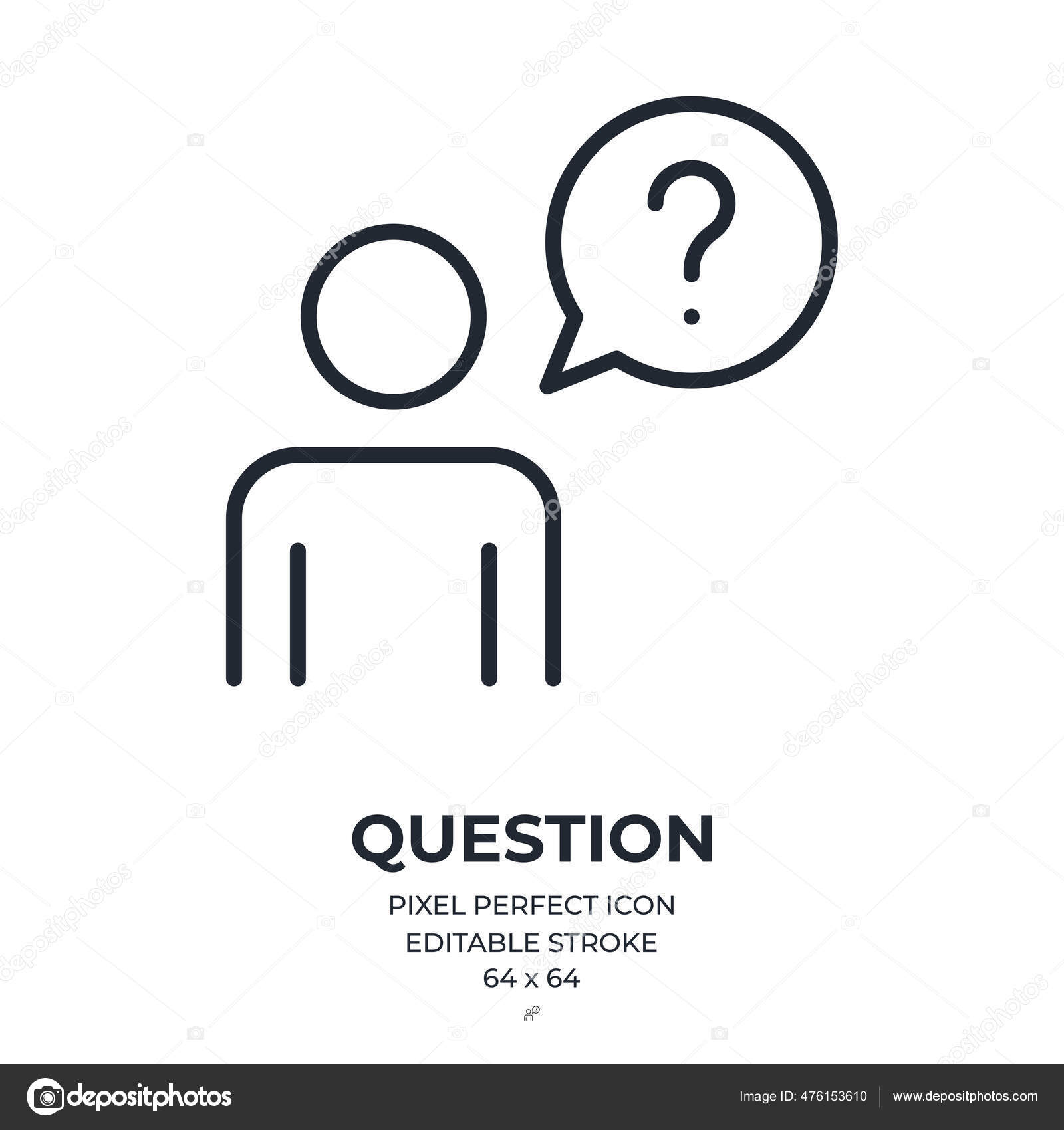 Man Speech Bubble Question Mark Editable Stroke Outline Icon Isolated ...