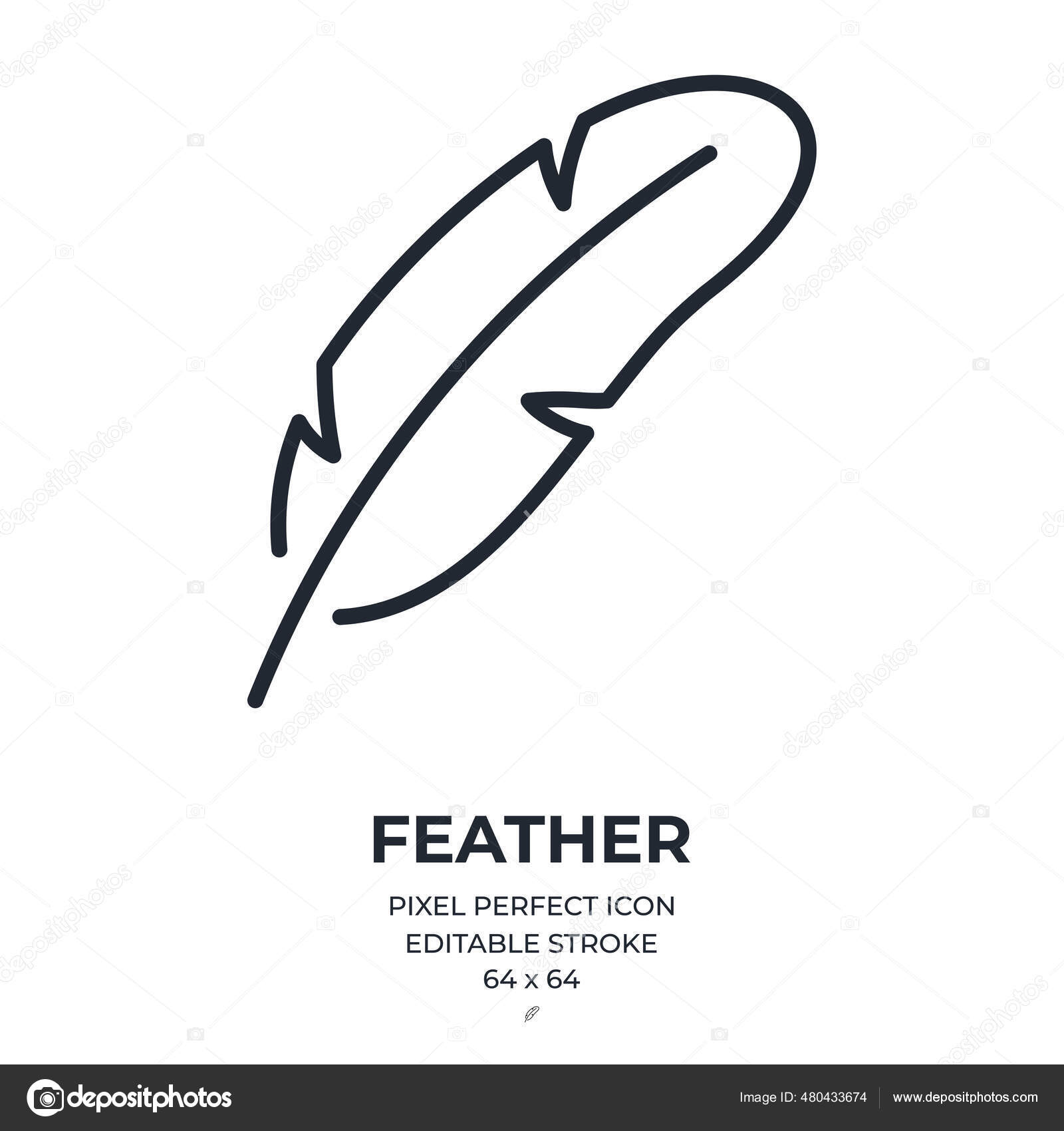 Feather Editable Stroke Outline Icon Isolated White Background Flat ...