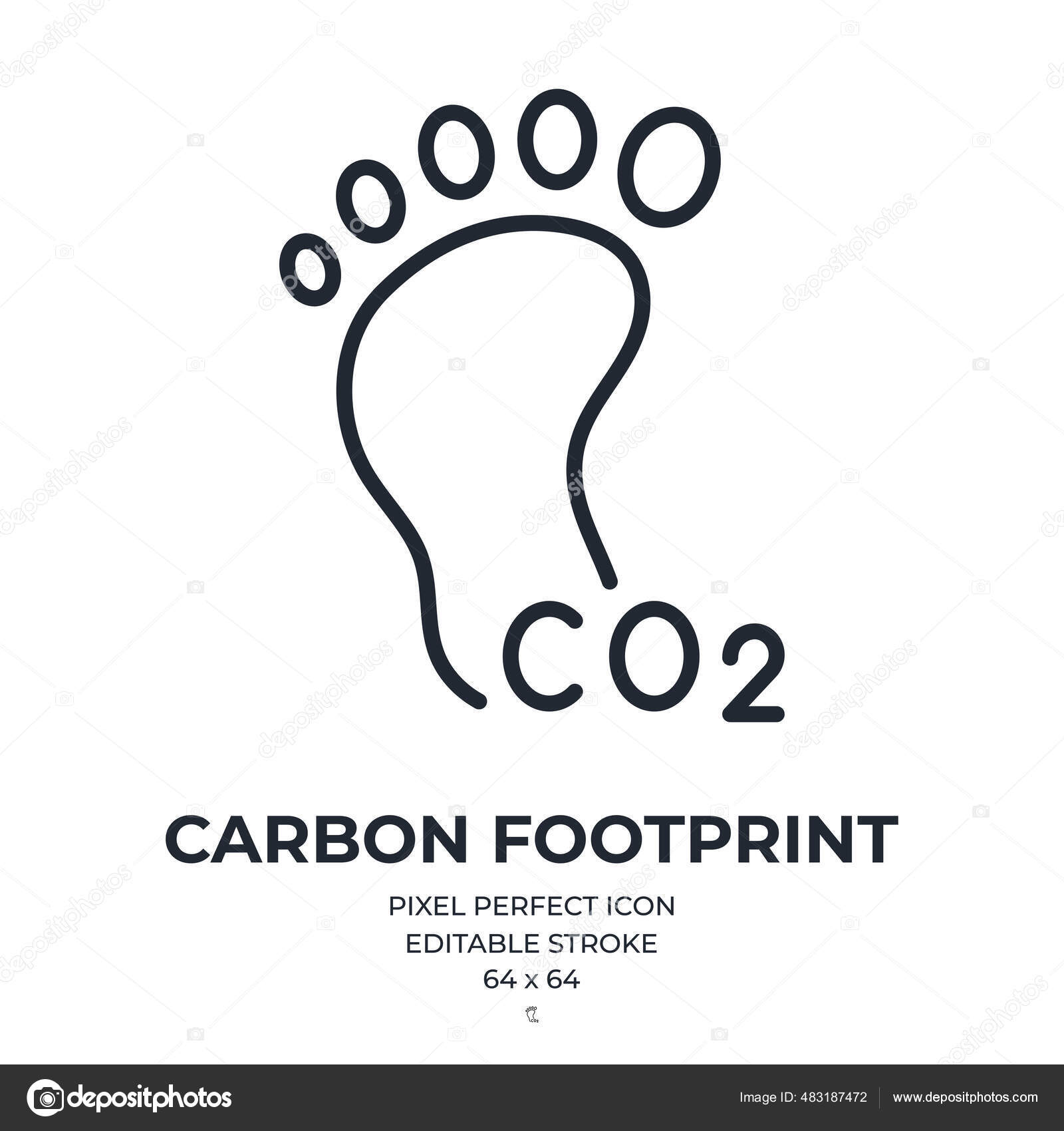 Carbon Footprint Editable Stroke Outline Icon Isolated White Background ...