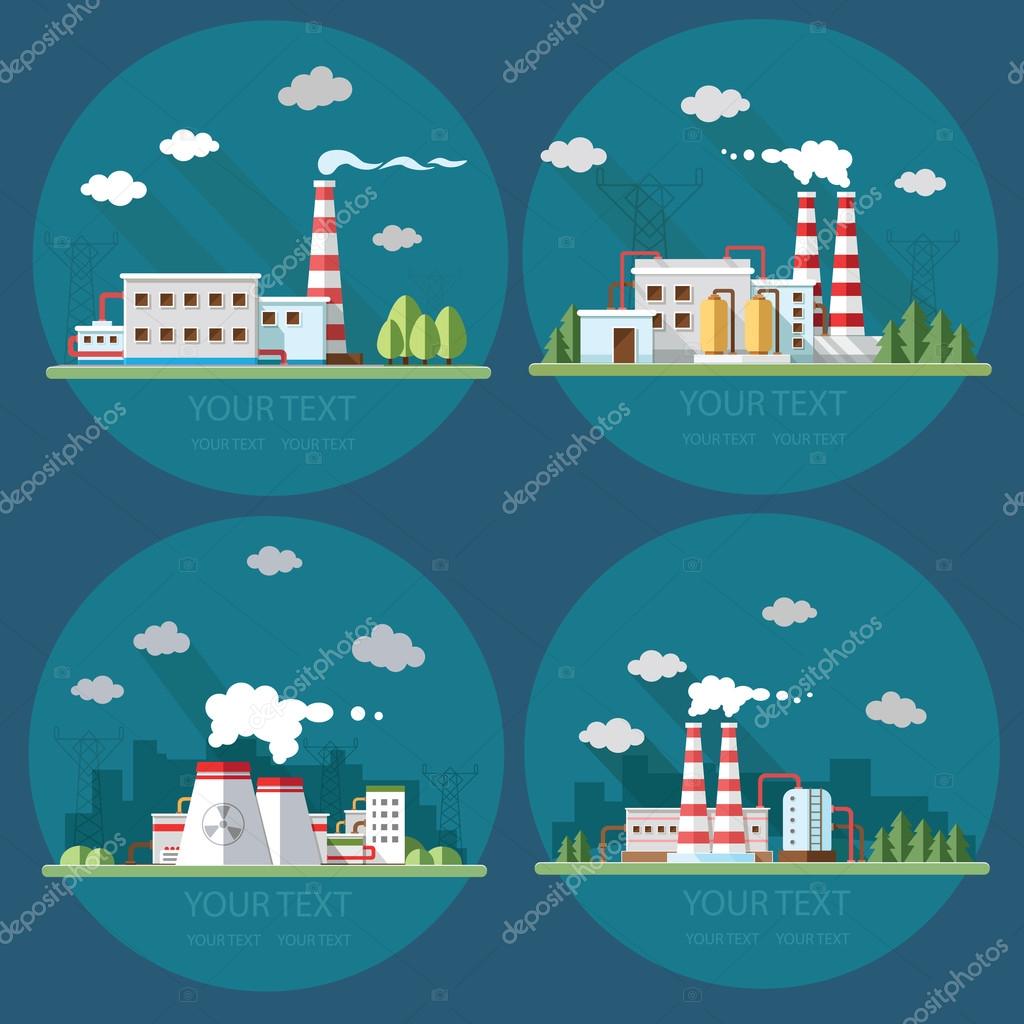 Conjunto de paisaje industrial. La central nuclear y la fábrica en 2022