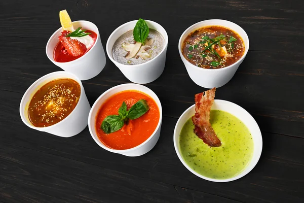 Variety of soups from different cuisines — Stock Photo © Milkos #115653446