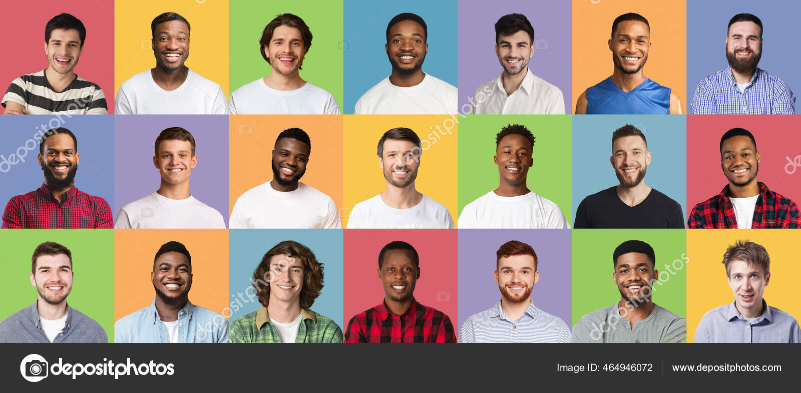 Collection of diverse multicultural people positive different emotions ...