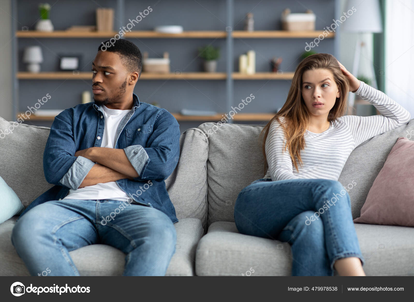 Misunderstanding In Relationship. Portrait Of Offended Multiracial ...