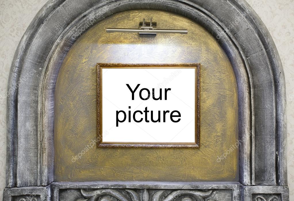 Picture frame in the decorative arch on the wall Stock Photo by ©Milkos ...