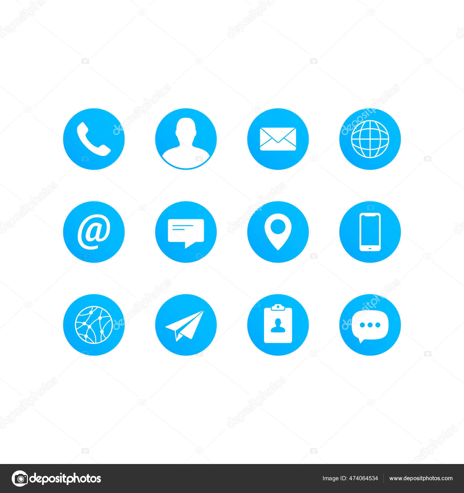 Conjunto De Iconos De Contacto Azul