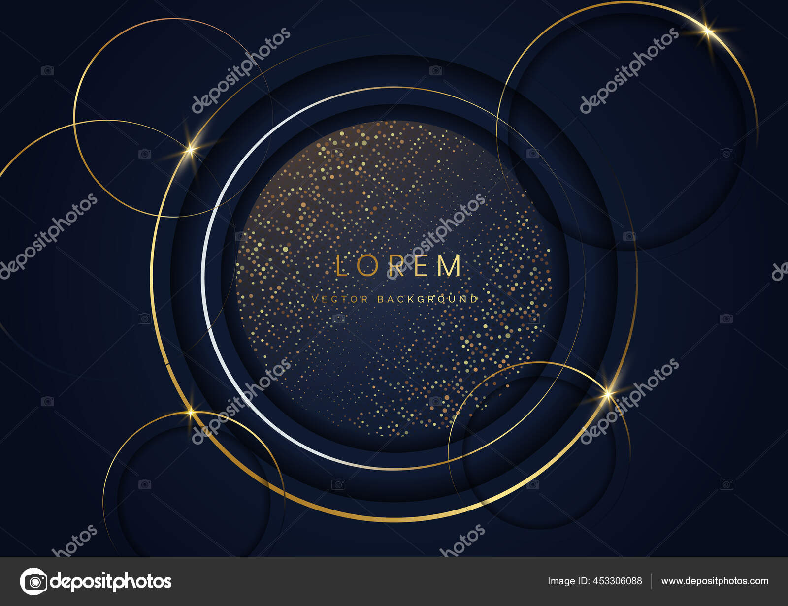 Abstract Gold Circles Lines Overlapping Blue Background You Can Use Stock Vector by ©pramote ...