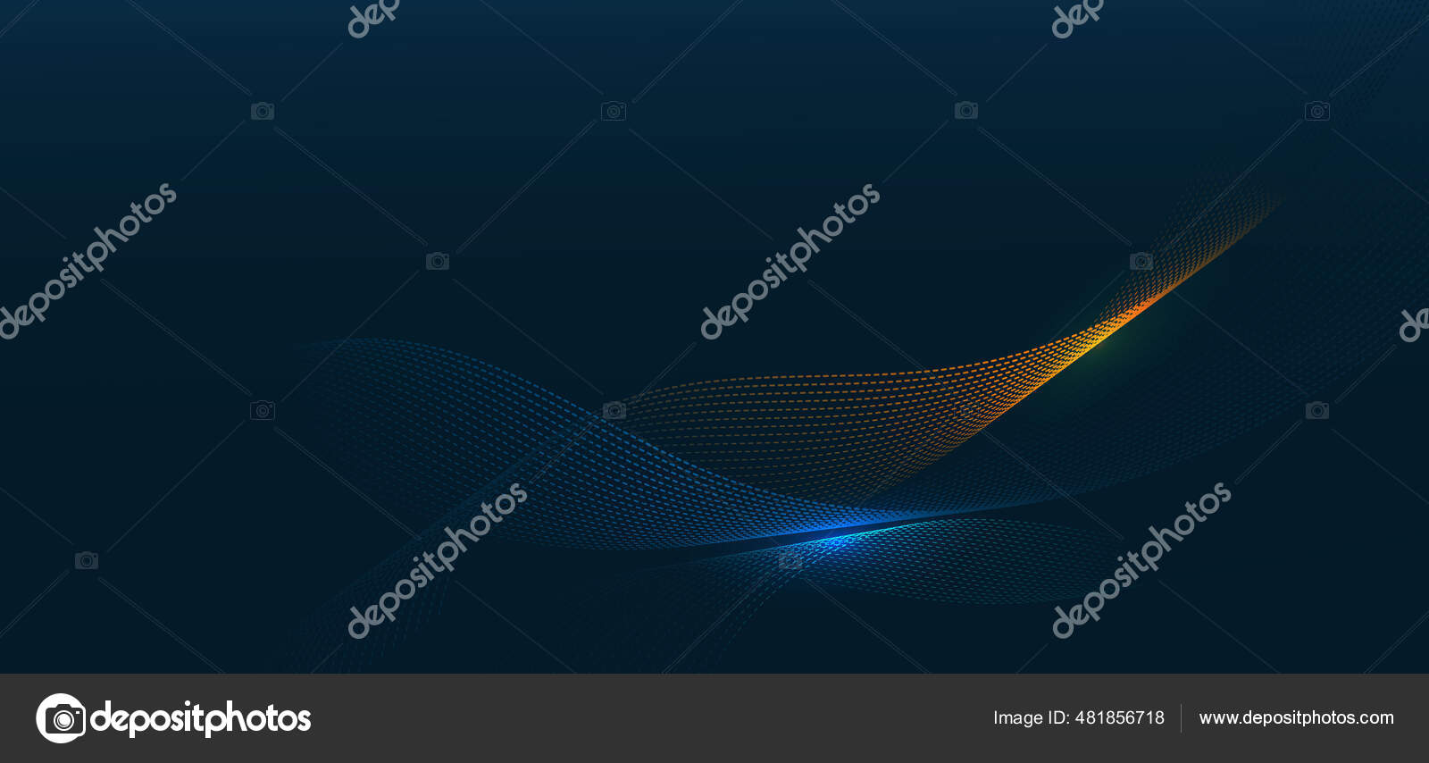 Abstract Orange Blue Wave Dots Particles Dark Blue Background Vector ...