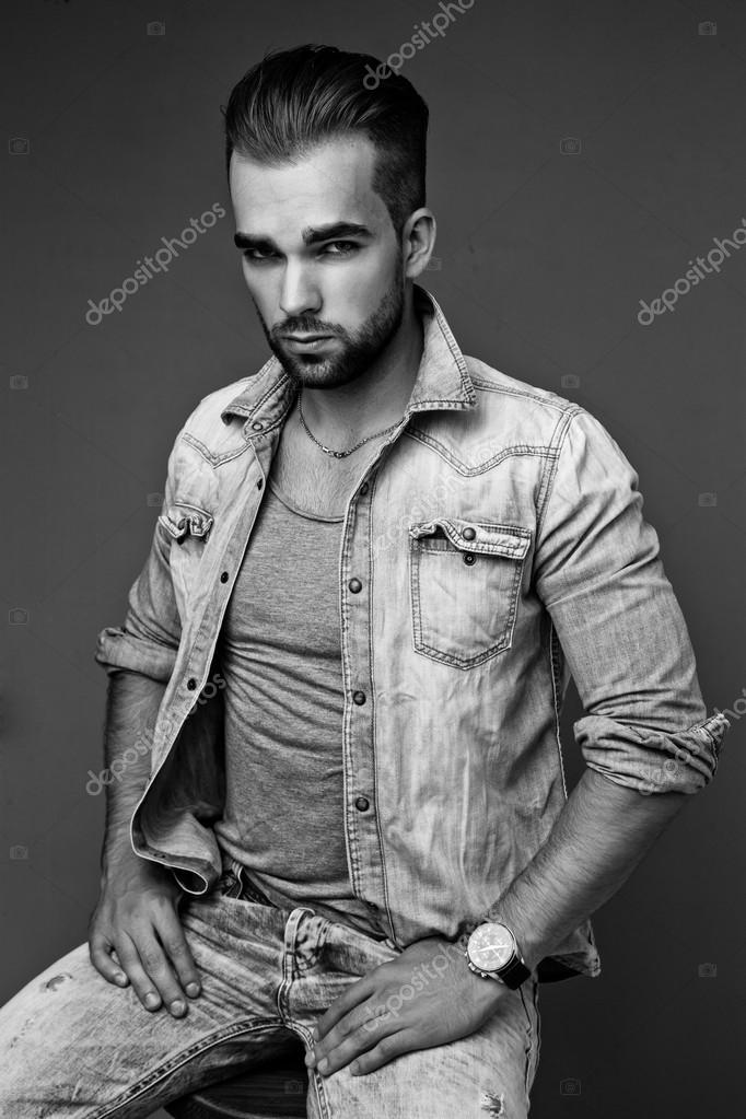 Handsome bearded man Stock Photo by ©smmartynenko 122737992