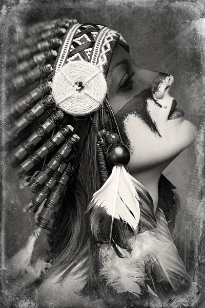 Native American Indian Woman Drawing