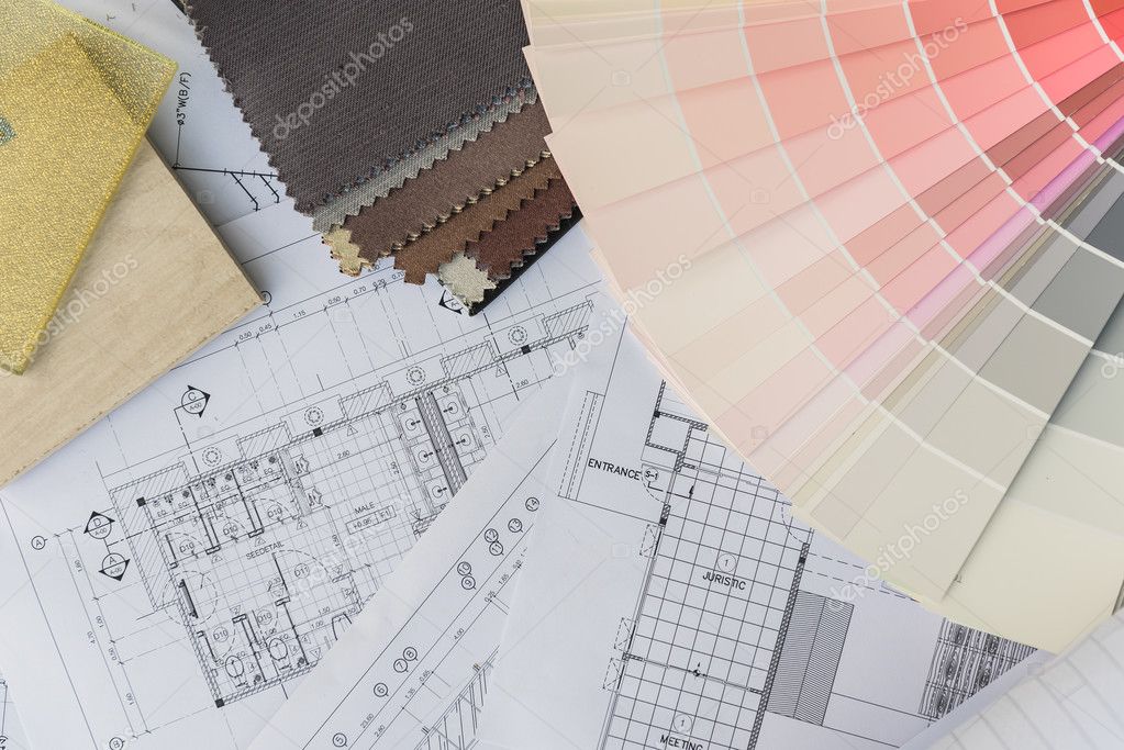 Interior drawing with material color scheme — Stock Photo ...