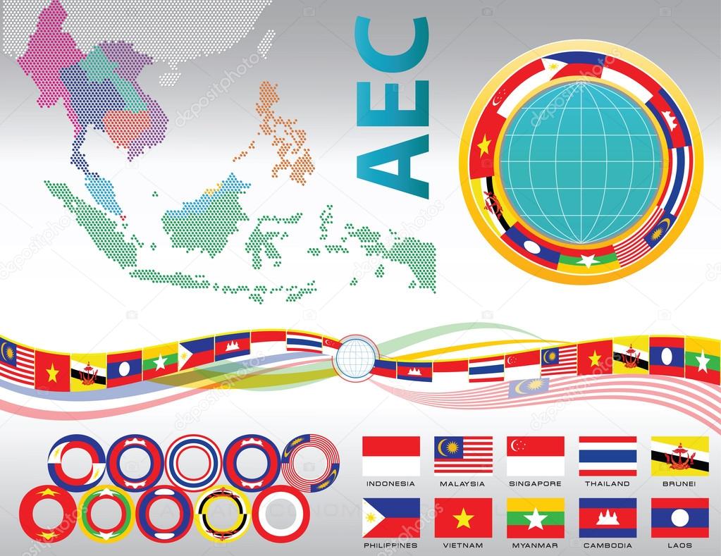AEC or ASEAN or south east asian design element — Stock Vector ...