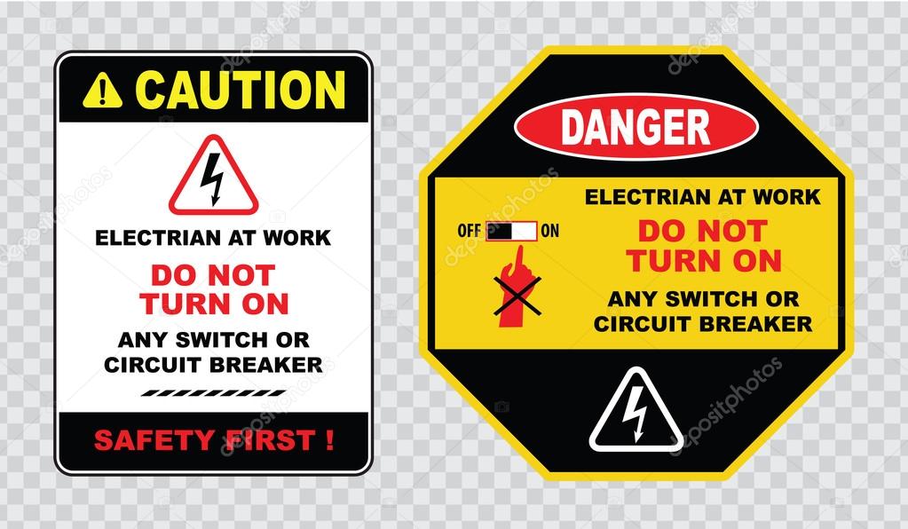 High voltage signs or electrical safety signs. warning, prohibiting ...