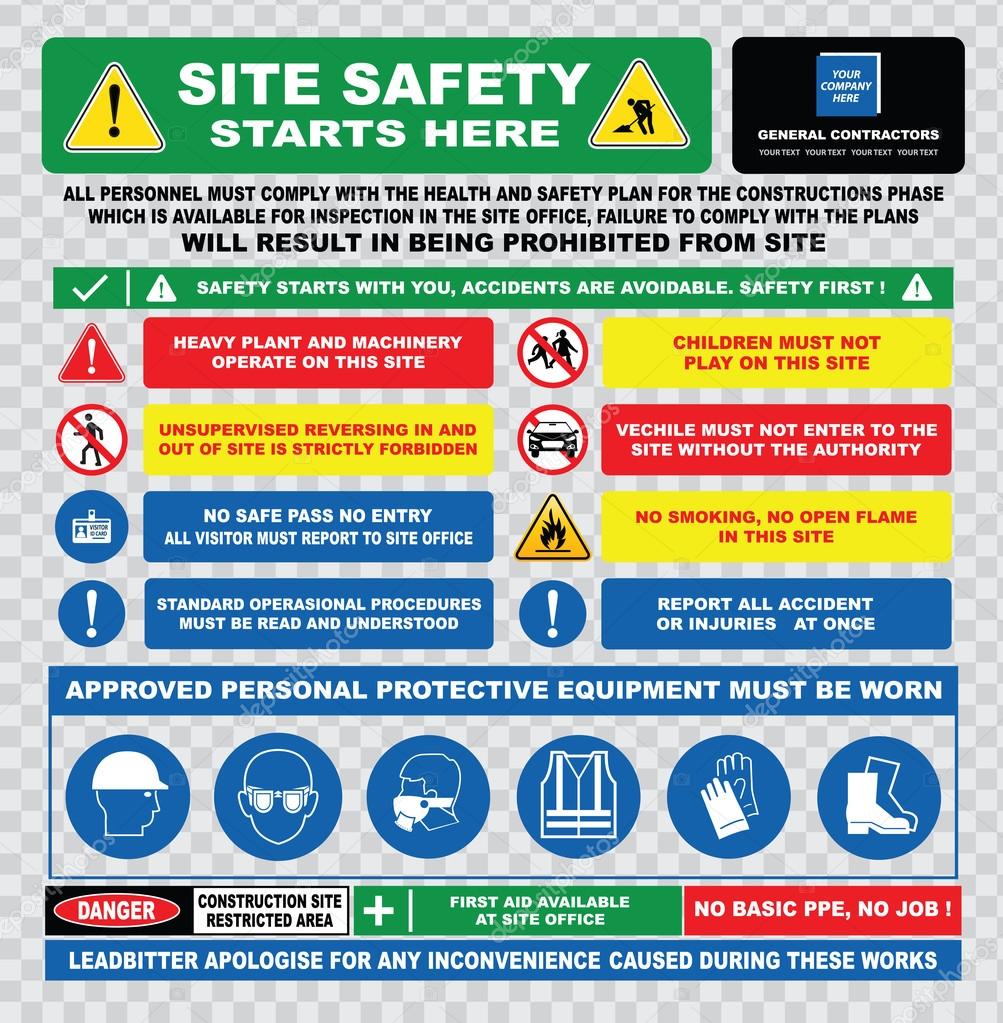 Industrial, construction site safety signs Stock Vector by ...