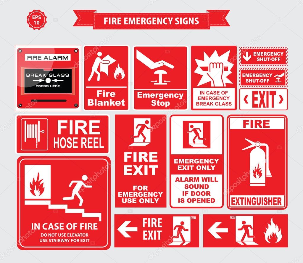 Red Fire Emergency signs Stock Vector Image by ©coolvectormaker #89587138