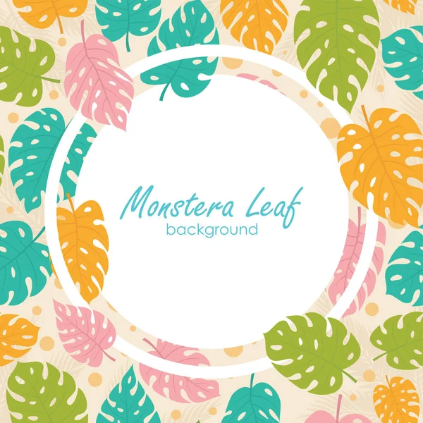 Exotic Tropical Border Frame Monstera Leaves Background Blue Green Pink ...