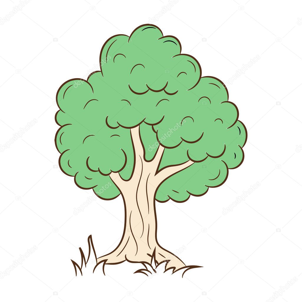 Árbol Simple Garabato Dibujado Mano Color Bosquejo Vector Objetos ...