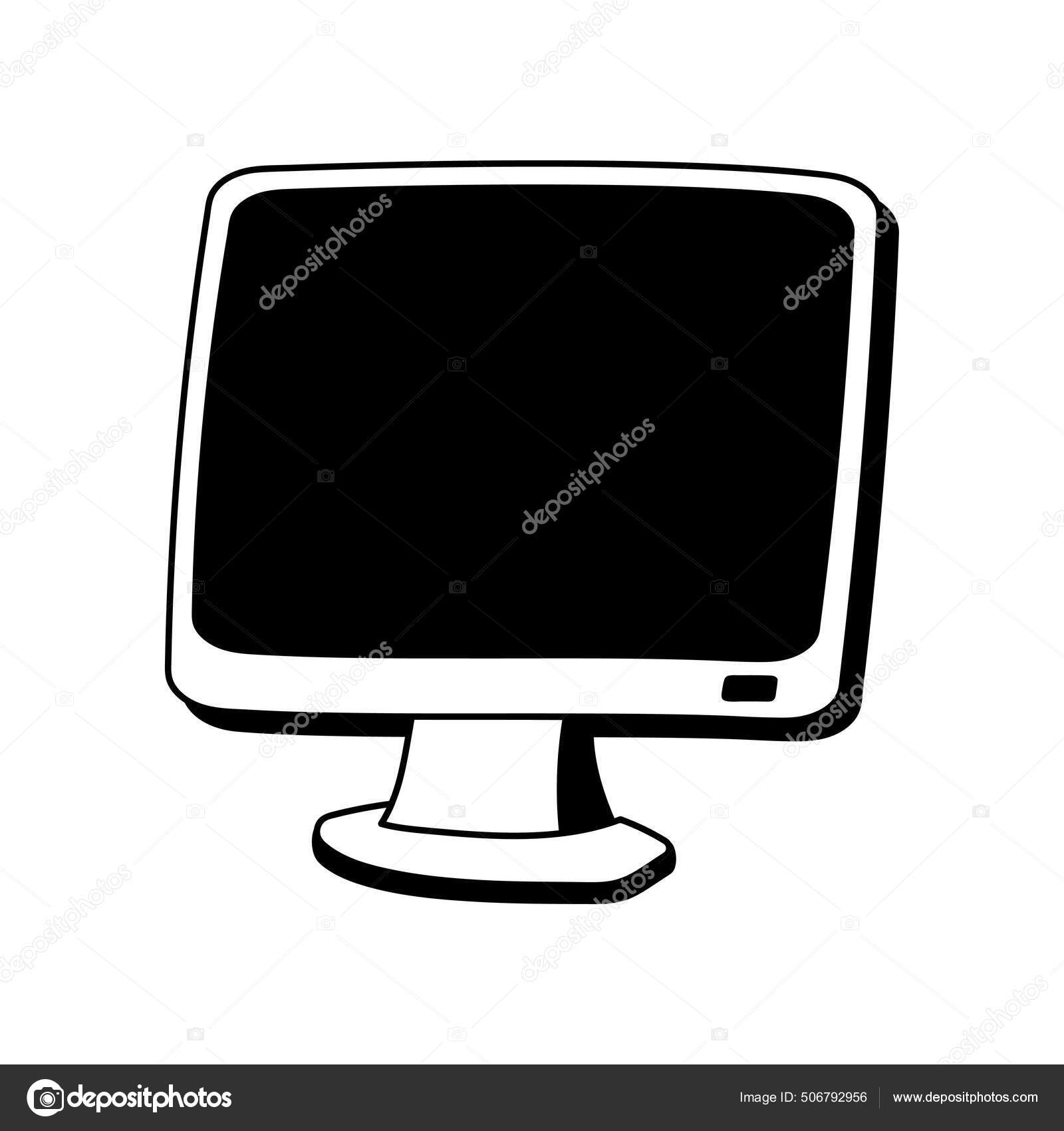 Monitor Black Screen Doodle Vector Illustration Stock Vector by ...