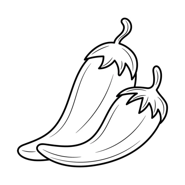 Cabai Pedas Chili Red Dengan Gambar Sketsa Vektor Garis Luar Vektor ...