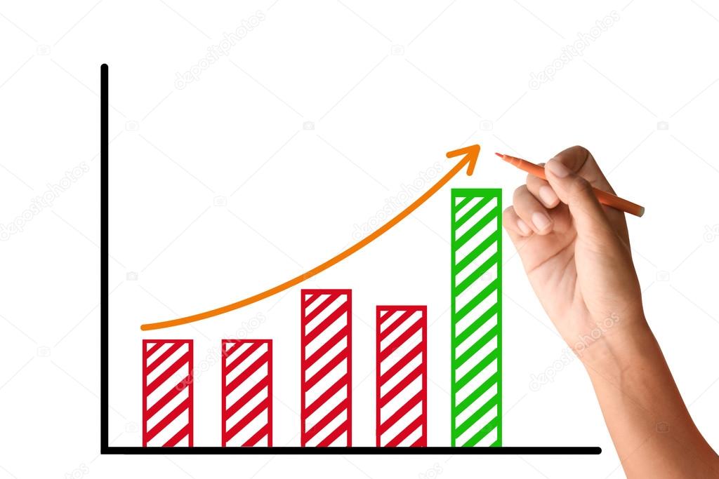 Human hand writing high graph . — Stock Photo © buraratn #93539134