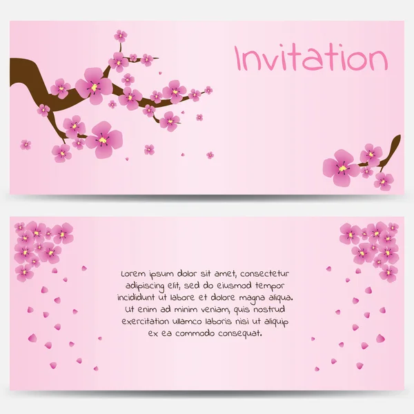 Invitation Design Template Blooming Sakura Pink Background Vector ...