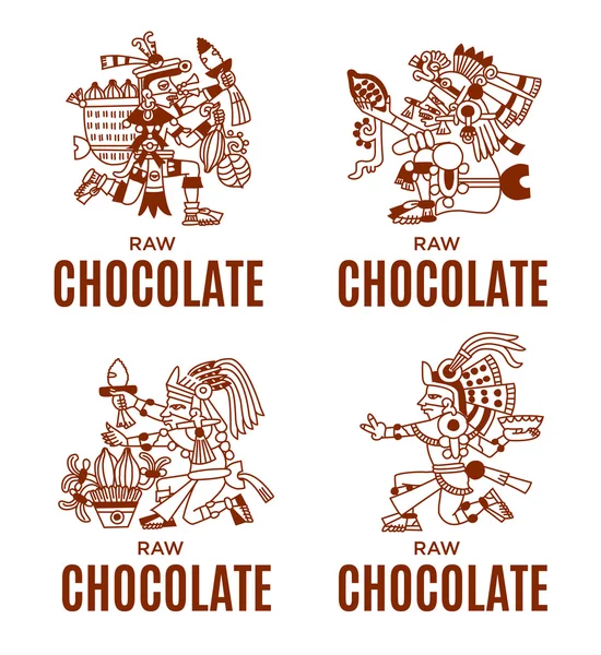 Sketch drawing maya, aztec and cacao nibs, chocolate logotype on Stock ...