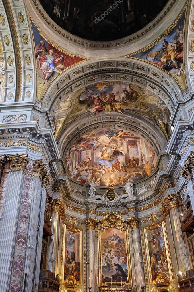 Paintings painted on the ceiling of a Catholic church, Saint Ignatius ...