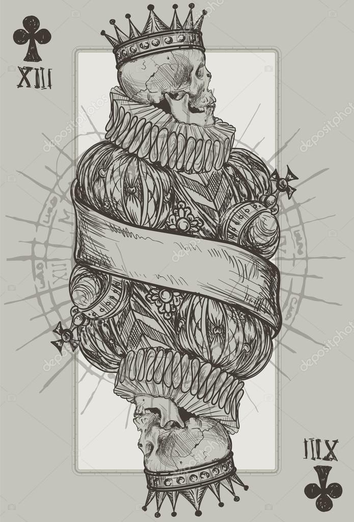 Quuen King Skeleton Card