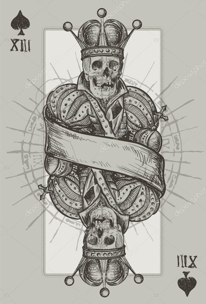 Quuen King Skeleton Card