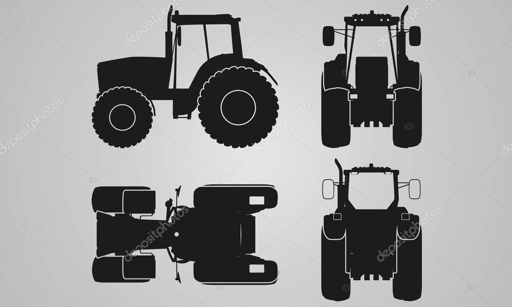 Front, back, top and side tractor projection — Stock Photo © dymentyd ...